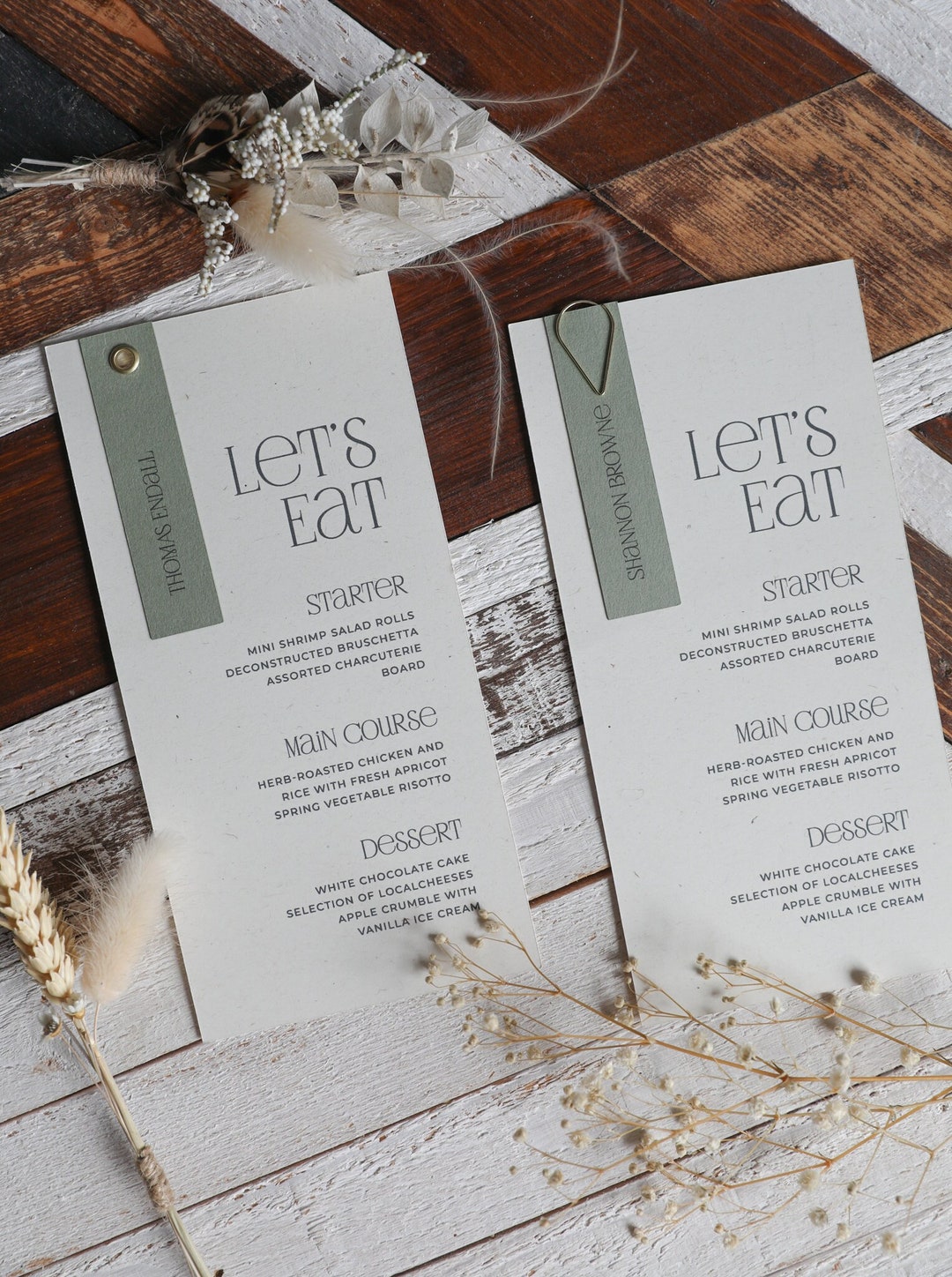 Personalised Printed Menu With Guest Names for Wedding | Modern, Luxury ...