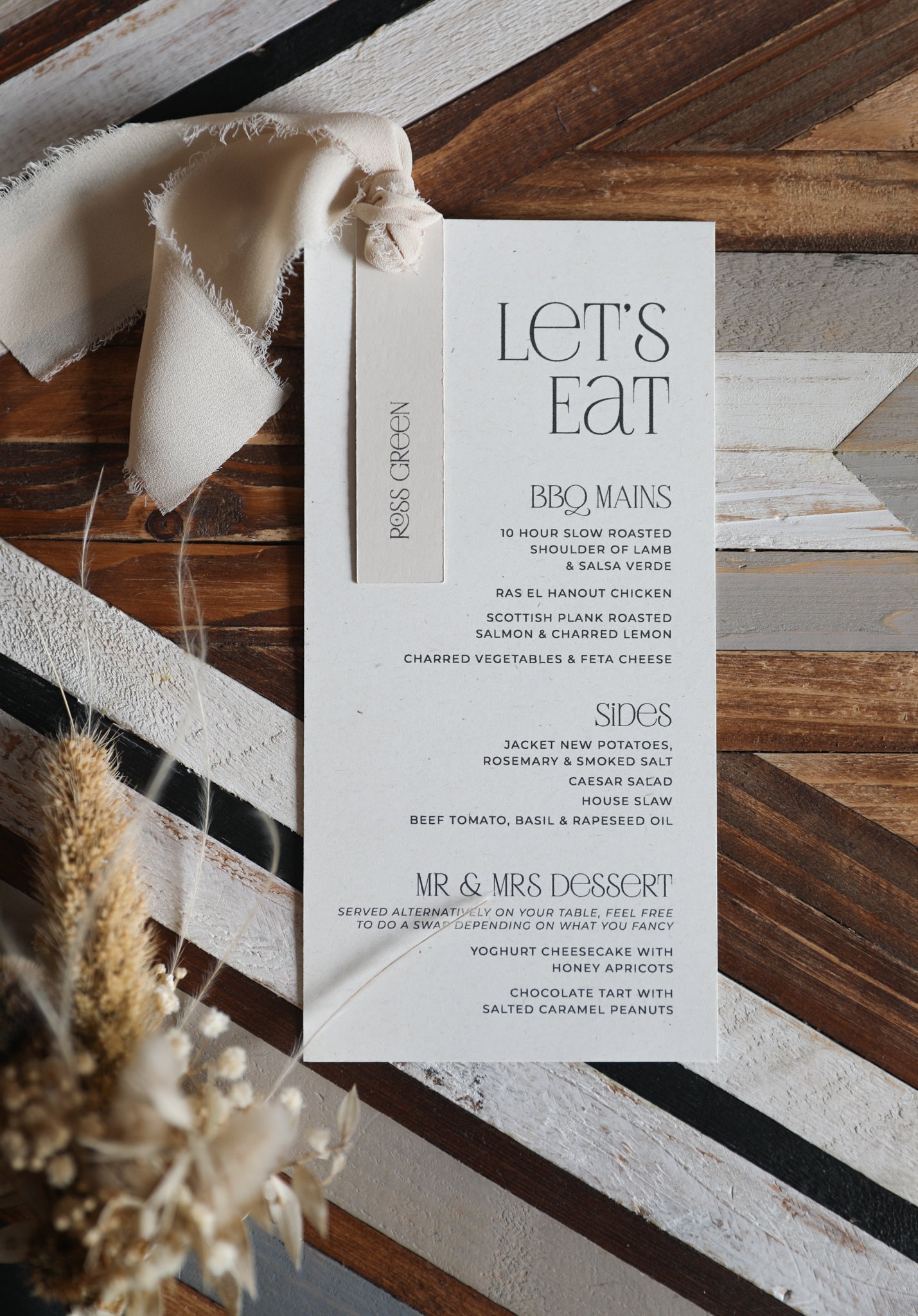 Personalised Printed Menu With Guest Names for Wedding Modern, Luxury ...