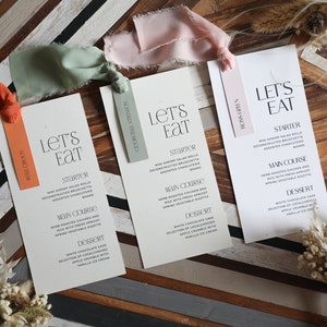 Personalised Printed Menu With Guest Names for Wedding | Modern, Luxury ...
