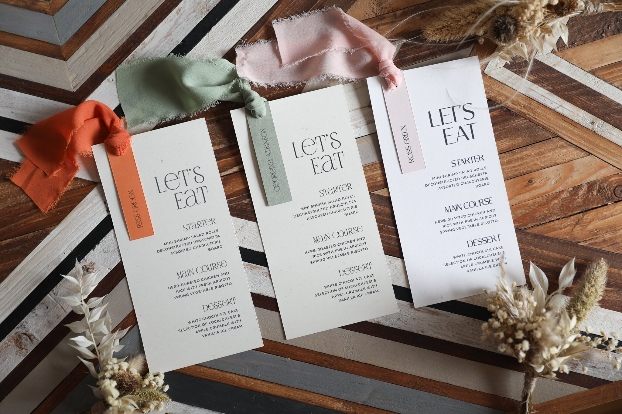 Personalised Printed Menu With Guest Names for Wedding Modern, Luxury ...