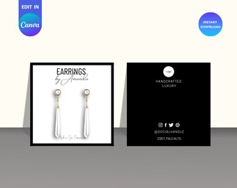 PRINTABLE Earring Card Template Editable Earring Display - Etsy