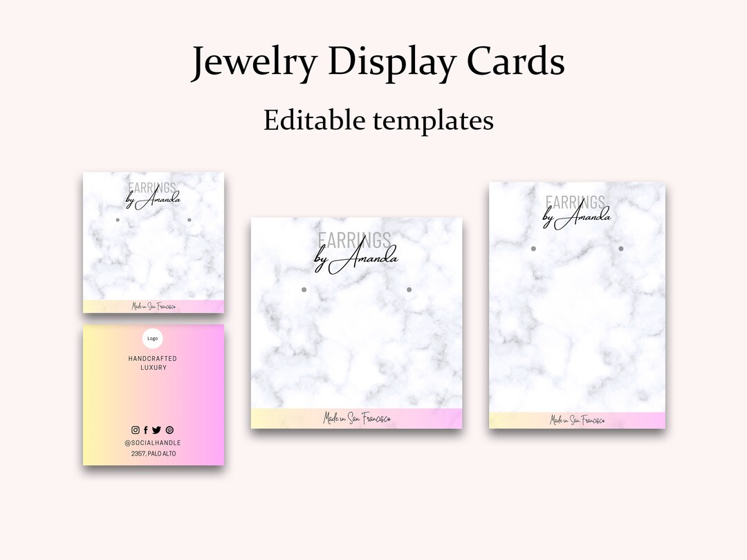 PRINTABLE Earring Card Template | Editable Earring Display Card ...