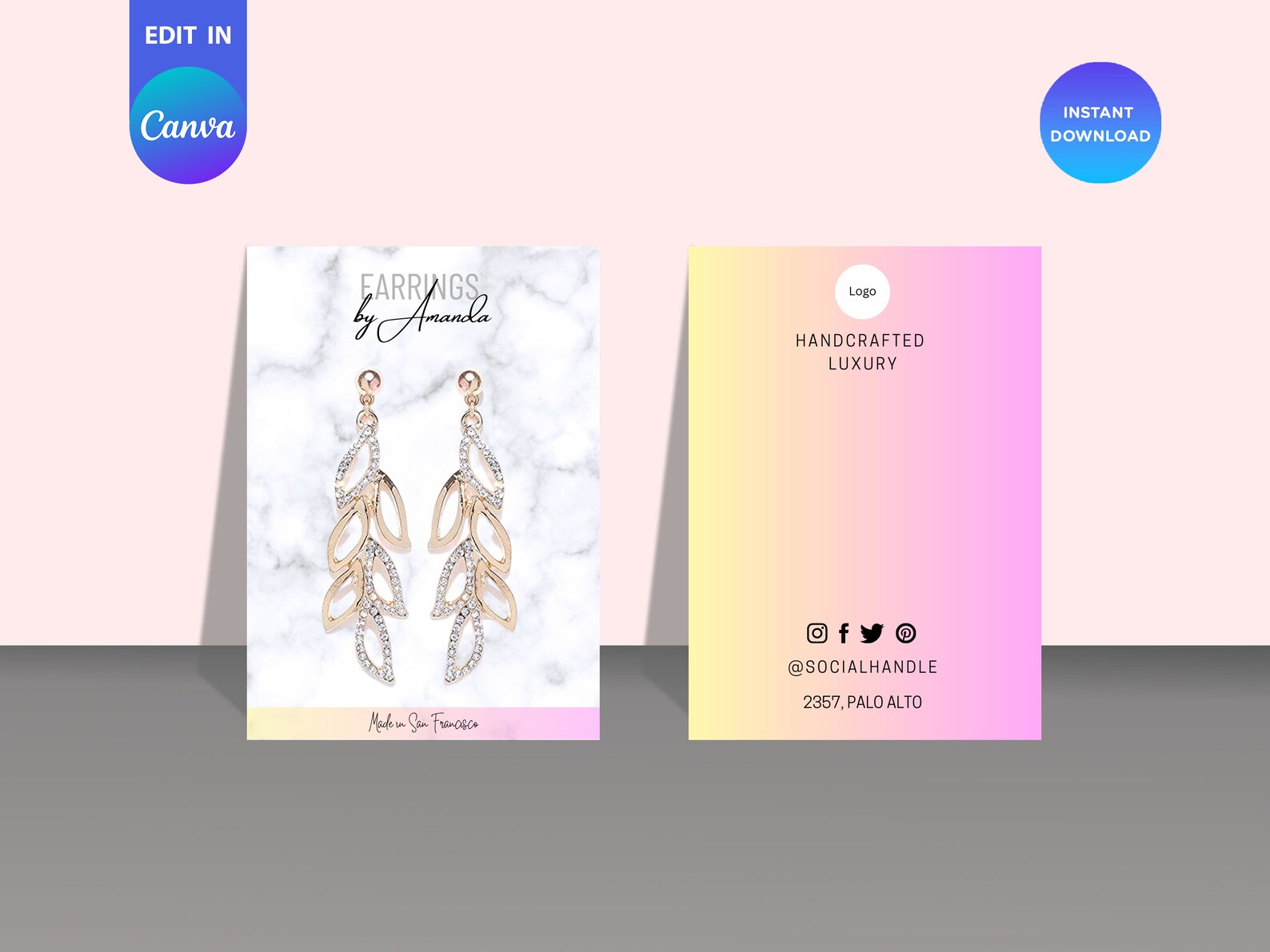 PRINTABLE Earring Card Template | Editable Earring Display Card ...