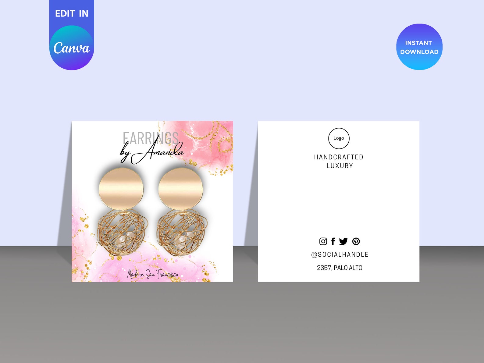 PRINTABLE Earring Card Template | Editable Earring Display Card ...