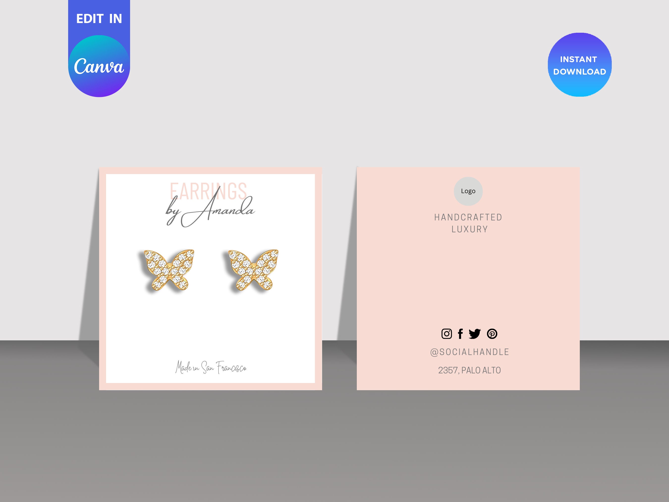 PRINTABLE Earring Card Template | Editable Earring Display Card ...