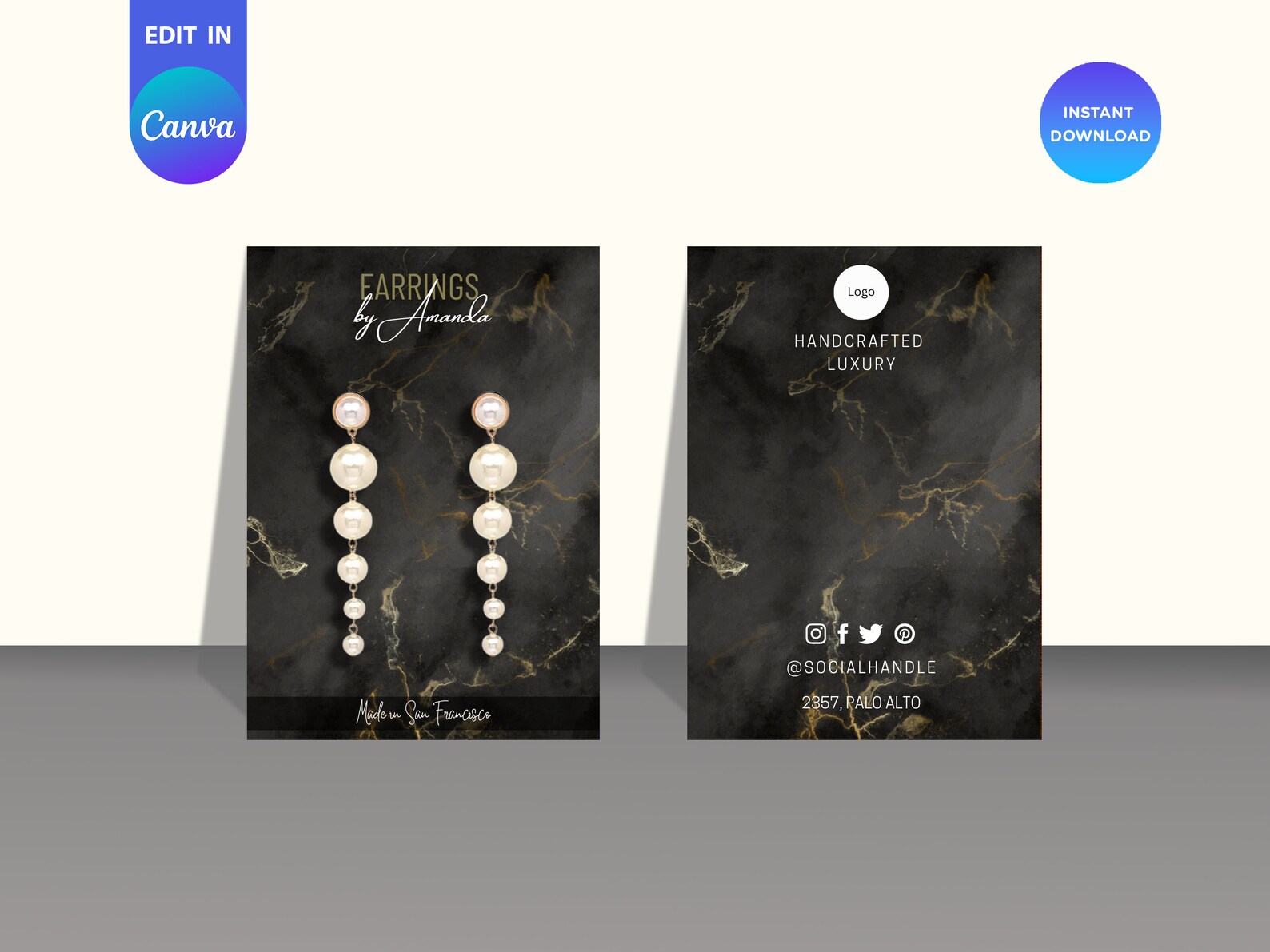 PRINTABLE Earring Card Template Editable Earring Display Card Earring ...