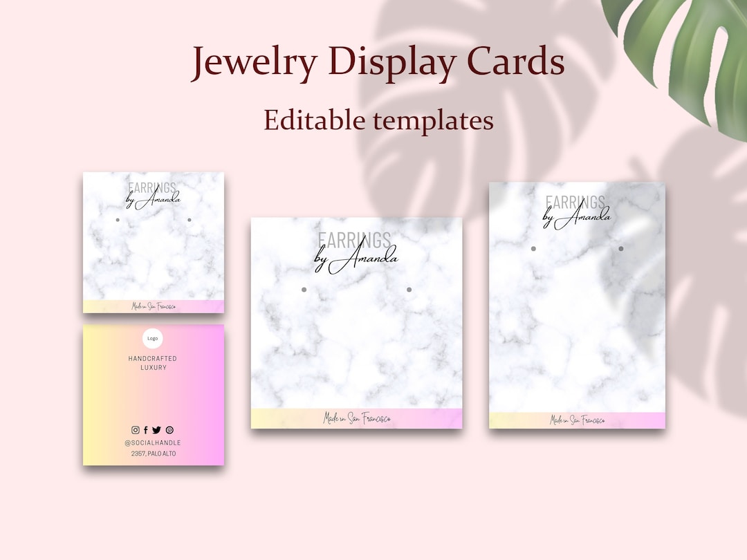 PRINTABLE Earring Card Template Editable Earring Display - Etsy