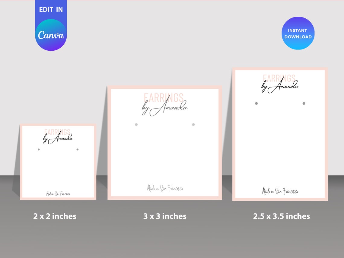 PRINTABLE Earring Card Template | Editable Earring Display Card ...