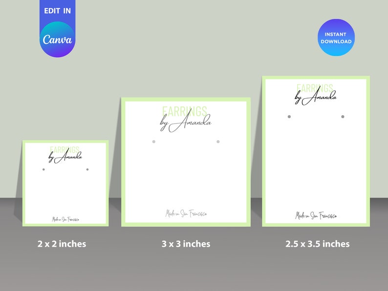 PRINTABLE Earring Card Template | Editable Earring Display Card ...
