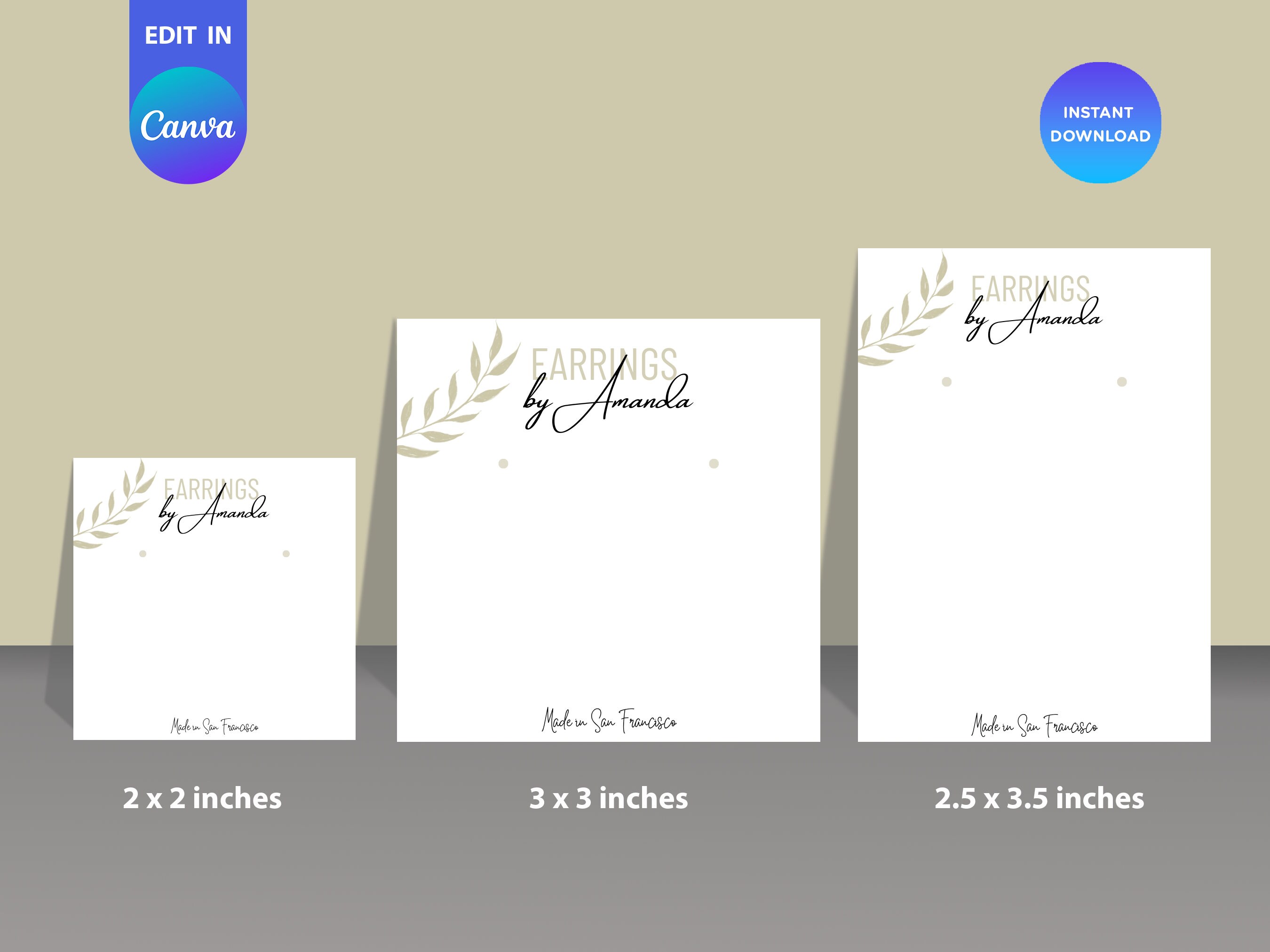 PRINTABLE Earring Card Template Editable Earring Display Card Earring ...