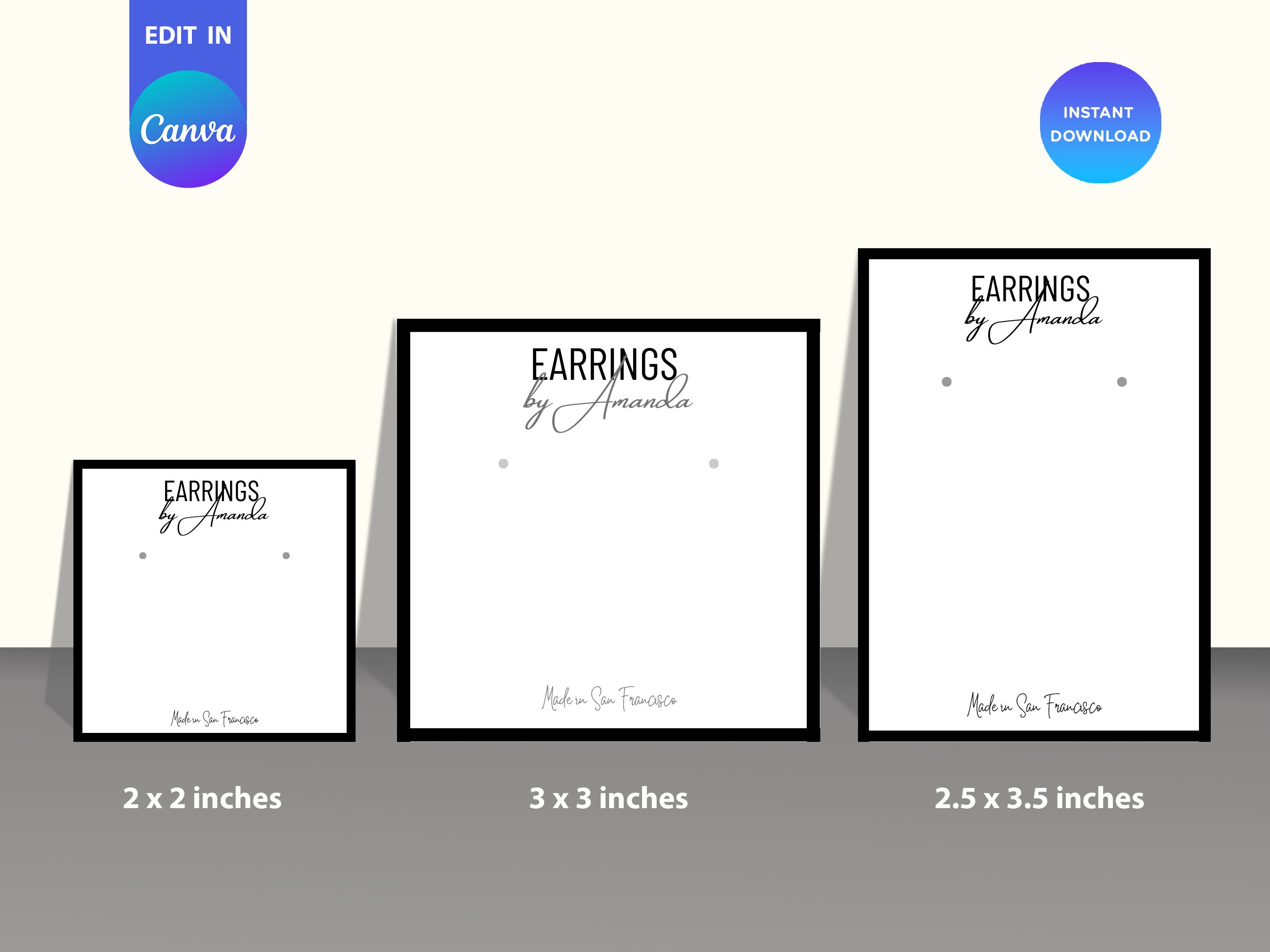 PRINTABLE Earring Card Template Editable Earring Display Card Earring ...