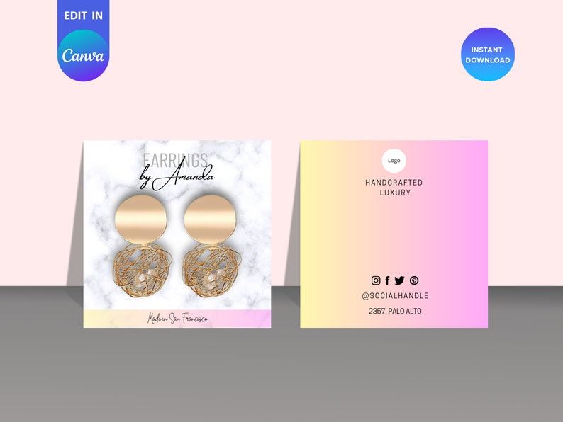 PRINTABLE Earring Card Template | Editable Earring Display Card ...