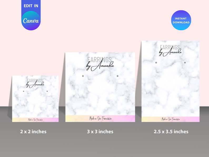 PRINTABLE Earring Card Template | Editable Earring Display Card ...