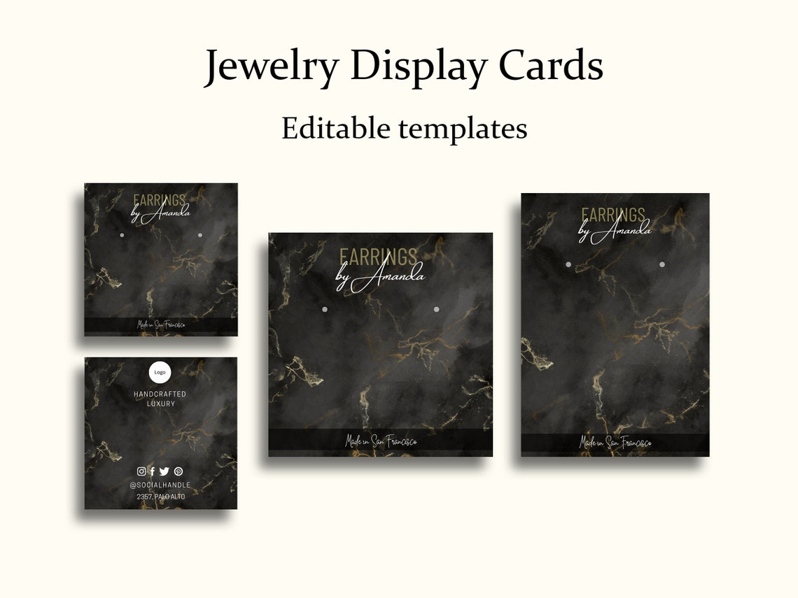 PRINTABLE Earring Card Template Editable Earring Display Card Earring ...