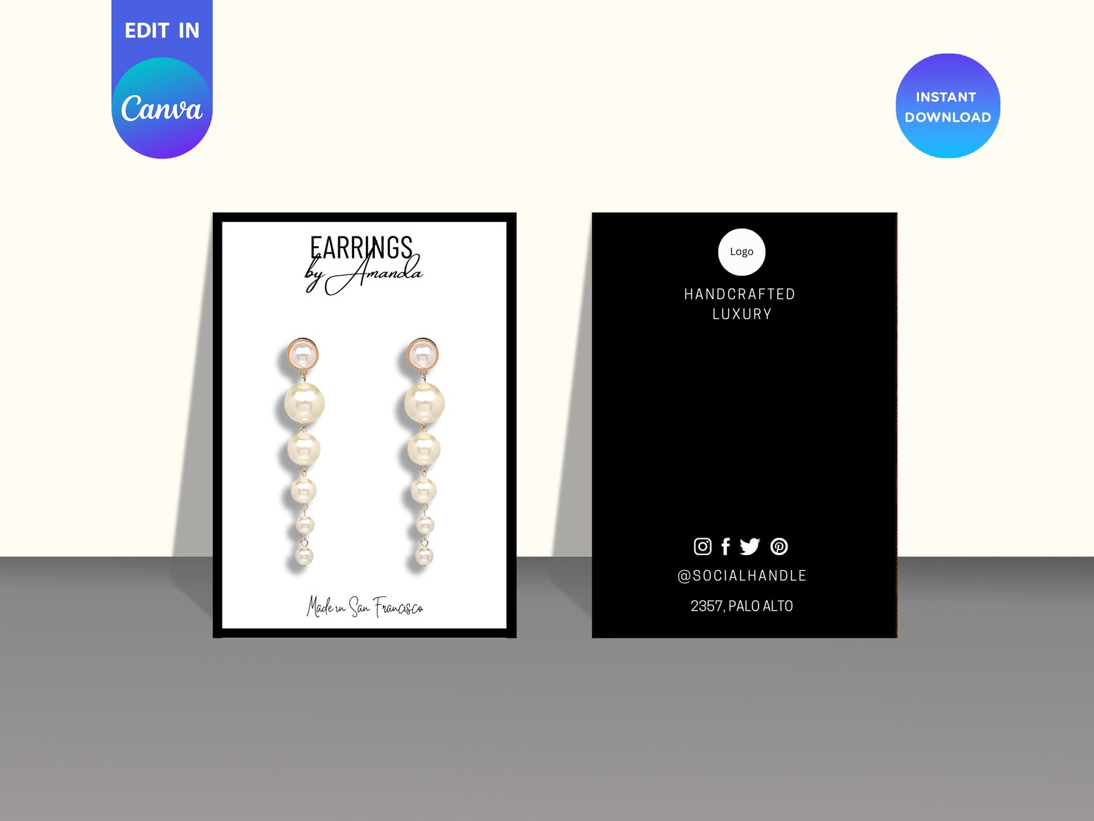 PRINTABLE Earring Card Template Editable Earring Display Card Earring ...