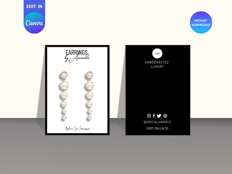 PRINTABLE Earring Card Template Editable Earring Display Card Earring ...