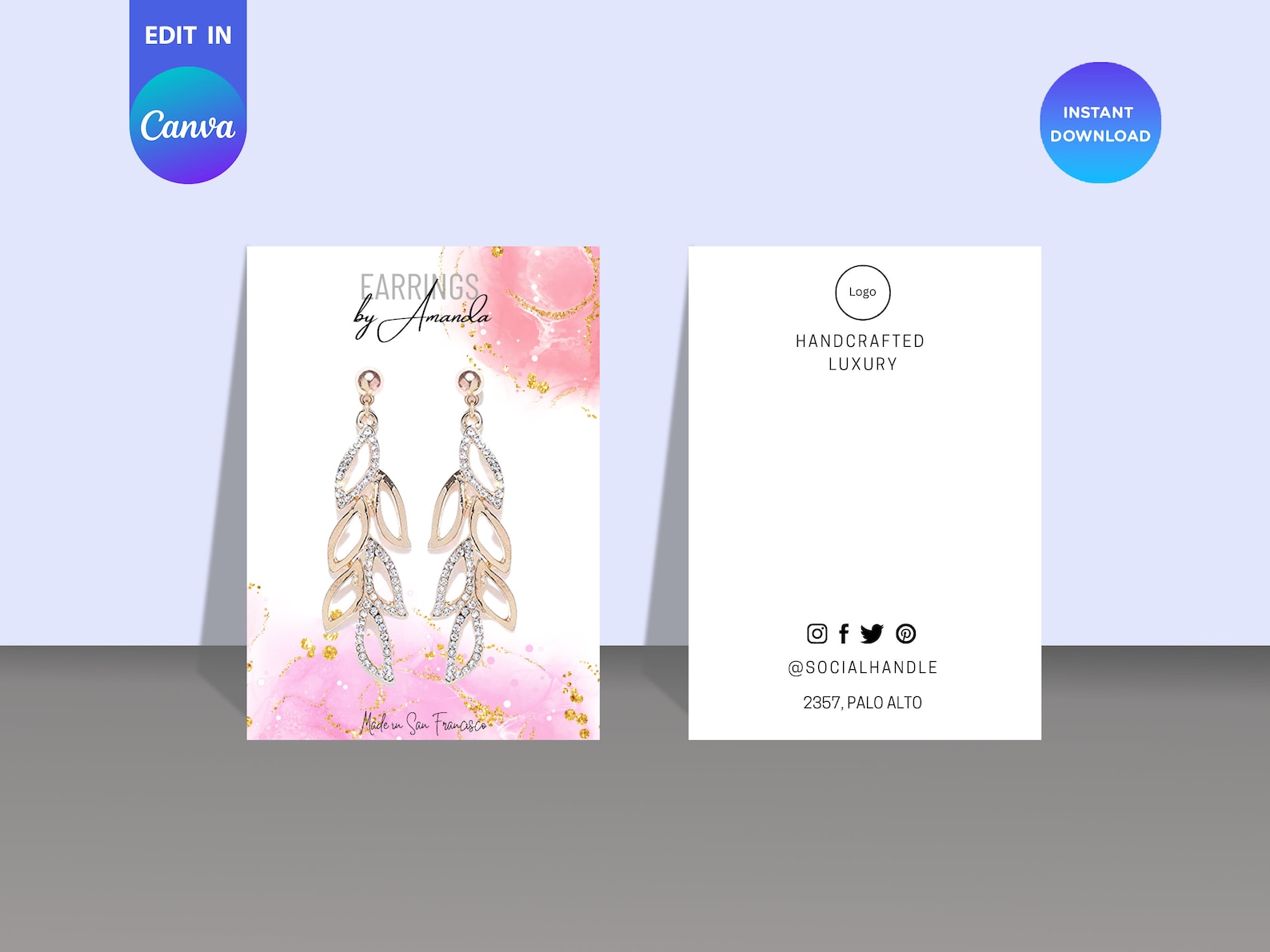 PRINTABLE Earring Card Template | Editable Earring Display Card ...