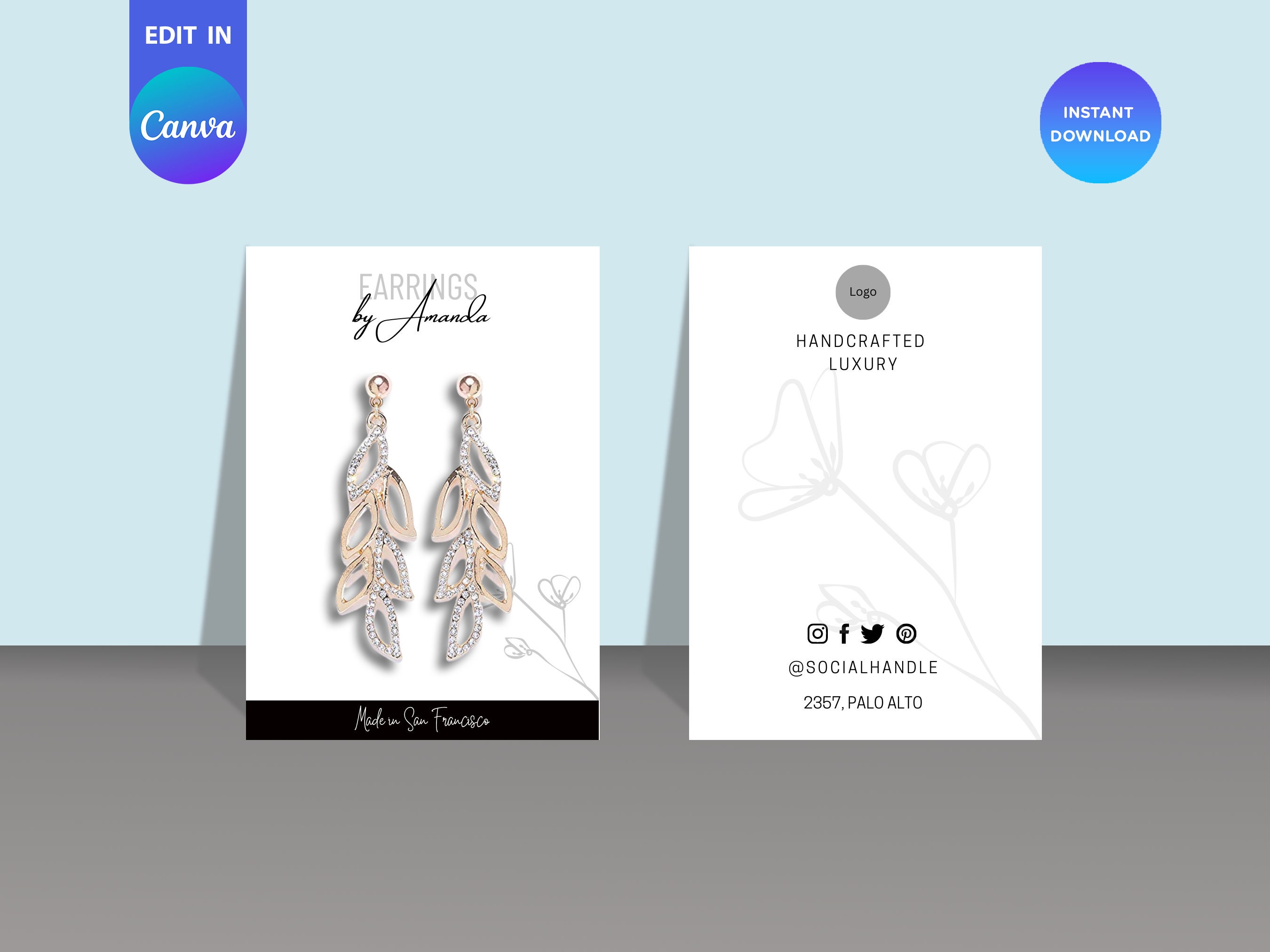 PRINTABLE Earring Card Template Editable Earring Display Card Earring ...