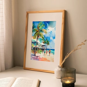 Siesta Key Beach Painting Florida Watercolor Art Print Palm Trees ...