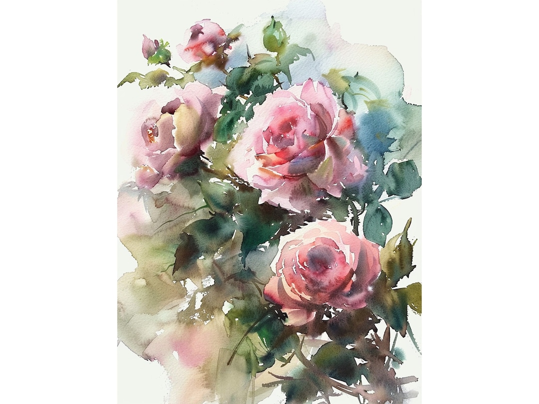 Roses Watercolor Painting Rose Flowers Art Print Floral Wall Decor ...