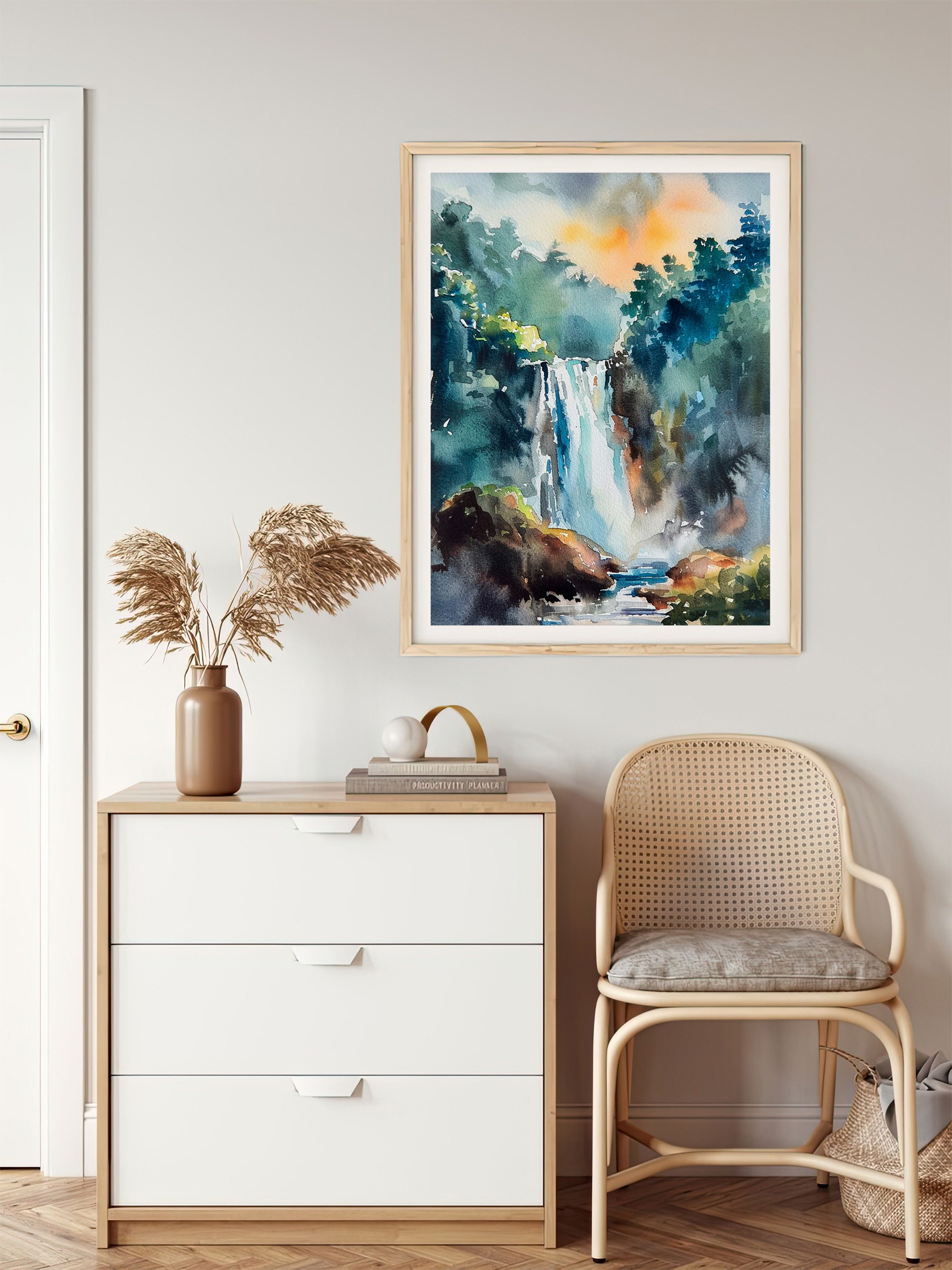 Dollar Glen Waterfalls Watercolor Art Print Scotland Landscape Travel ...