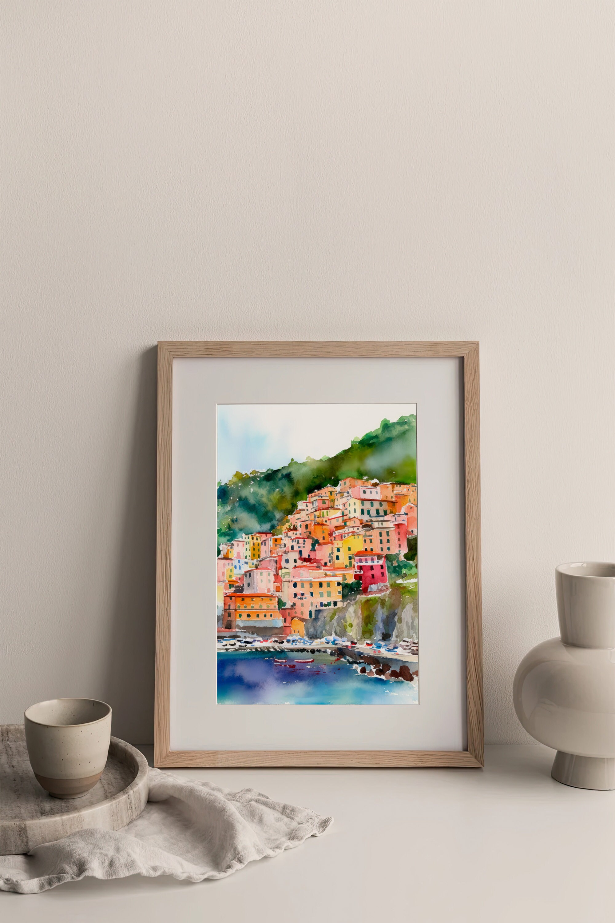Positano Watercolor Painting Italy Landscape Art Print Cityscape ...