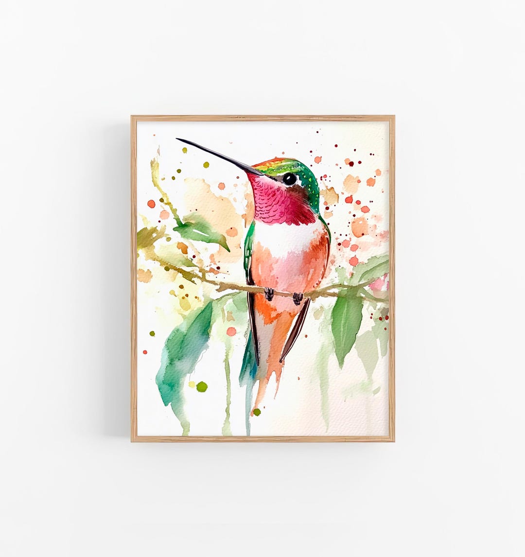 Hummingbird Watercolor Art Print Small Birds Watercolor Painting ...