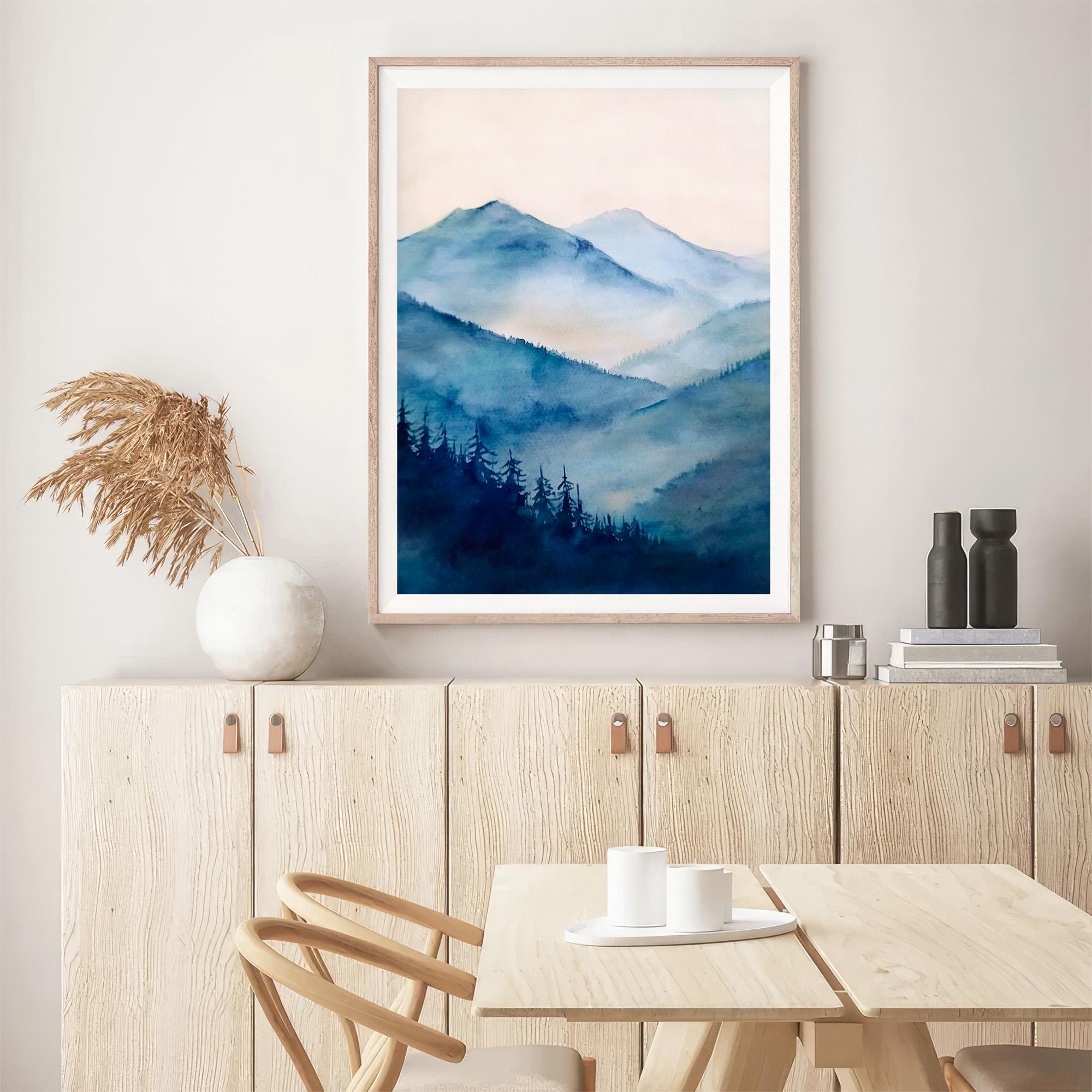 Blue Ridge Landscape Watercolor Art Print Mountains Watercolor Art ...