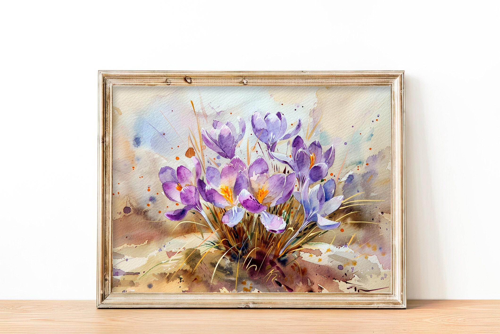 Crocus Watercolor Art Print Flowers Painting Spring Decor for Home ...