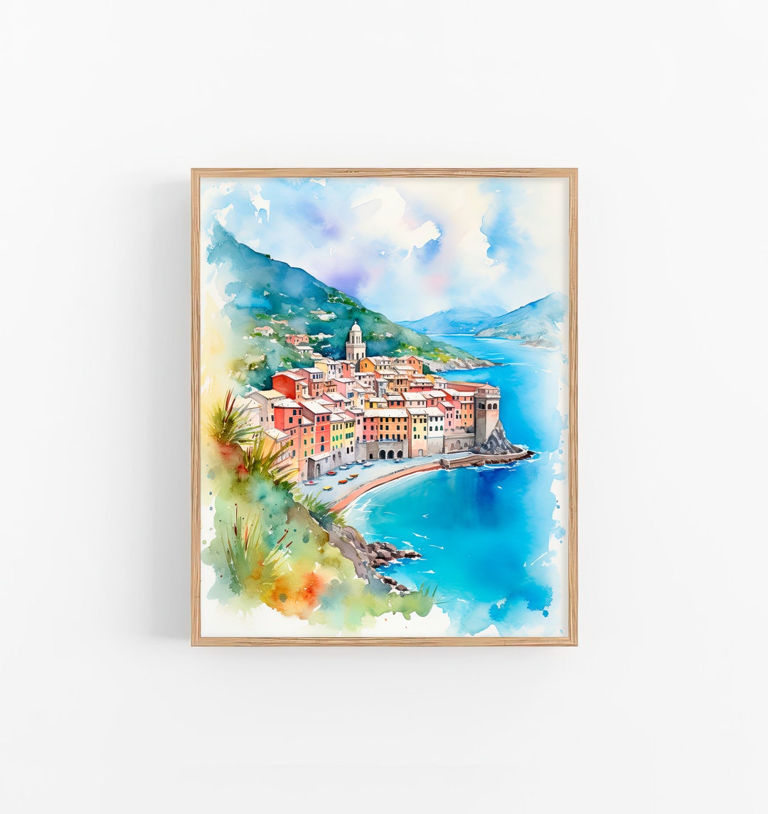 Vernazza Painting Cinque Terre Art Print Italy Watercolor Print Cityscape Artwork - Etsy