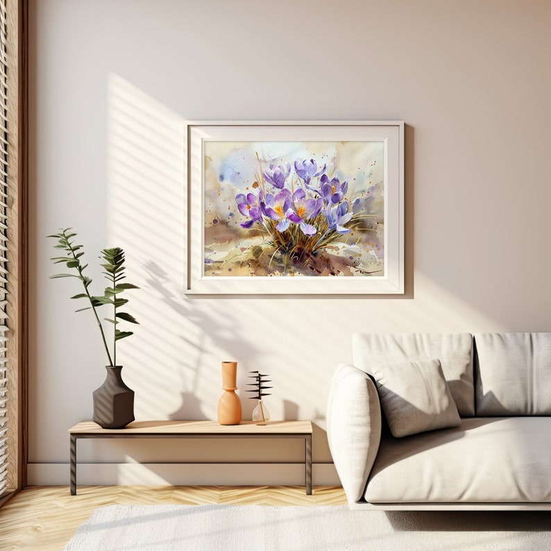 Crocus Watercolor Art Print Flowers Painting Spring Decor for Home ...