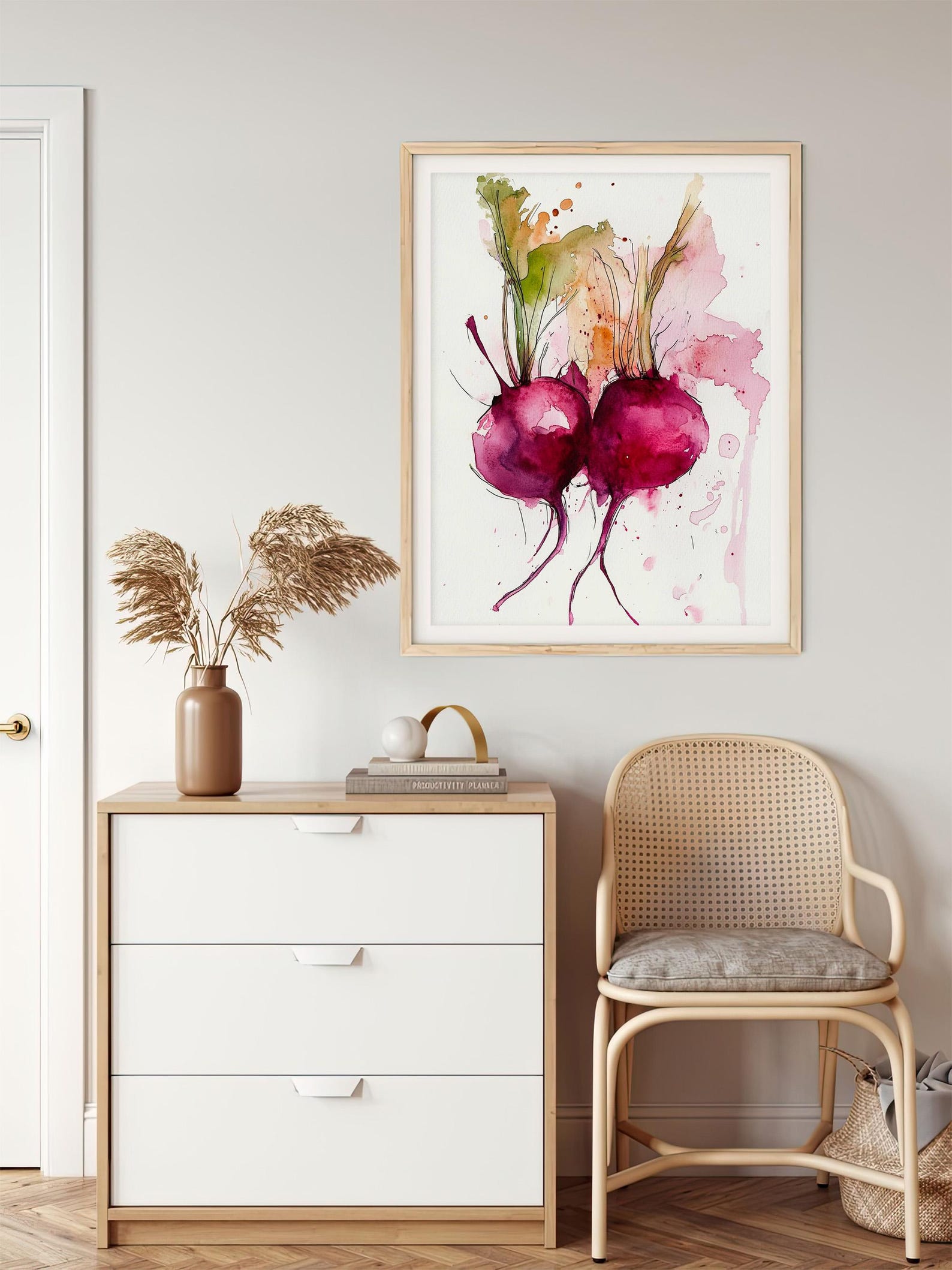 Beetroot Watercolor Print Rustic Kitchen Wall Art Farmhouse Vegetable ...