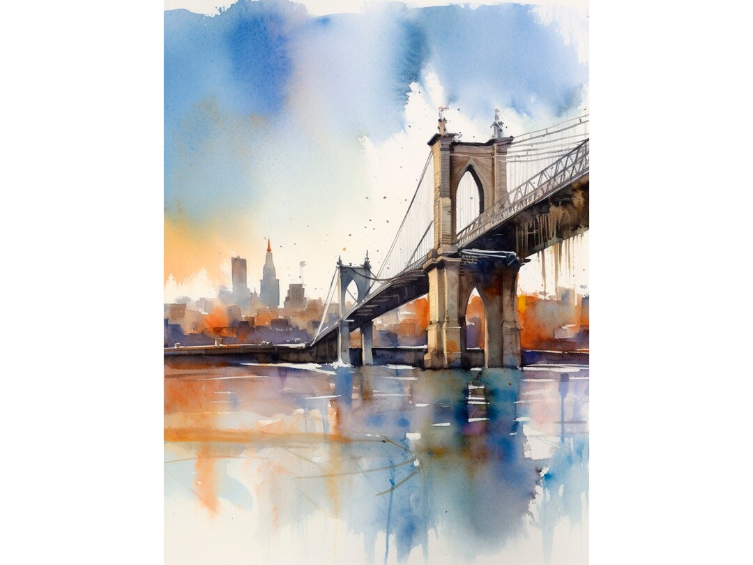 Brooklyn Bridge Watercolor Painting New York City Watercolor Art Print ...