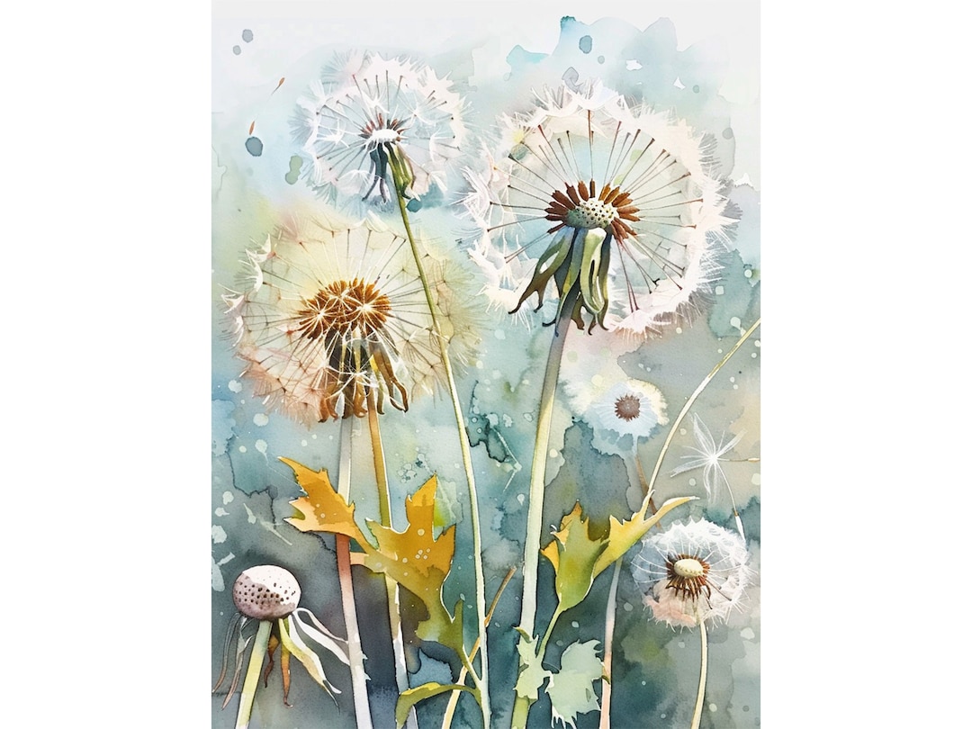 Dandelion Watercolor Art Print Wildflowers Artwork Farmhouse Wall Art ...