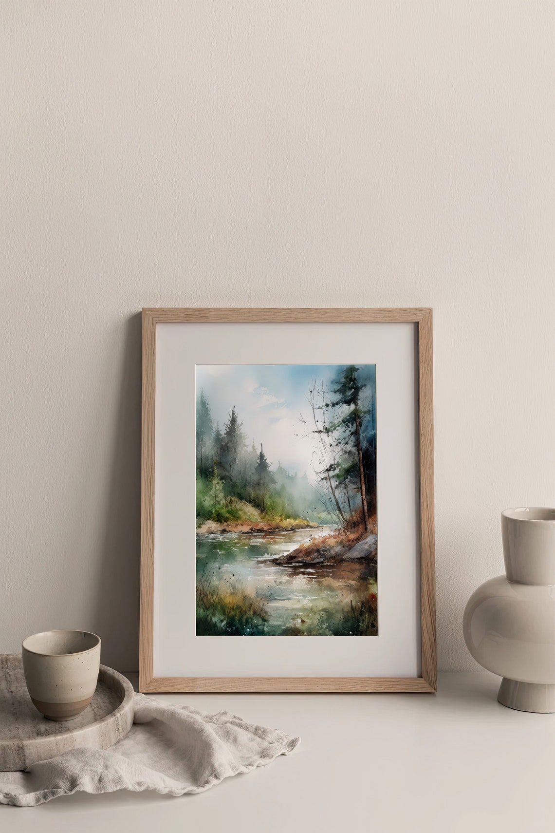 Scotland Landscape Art Print Pine Trees Watercolor Painting England ...
