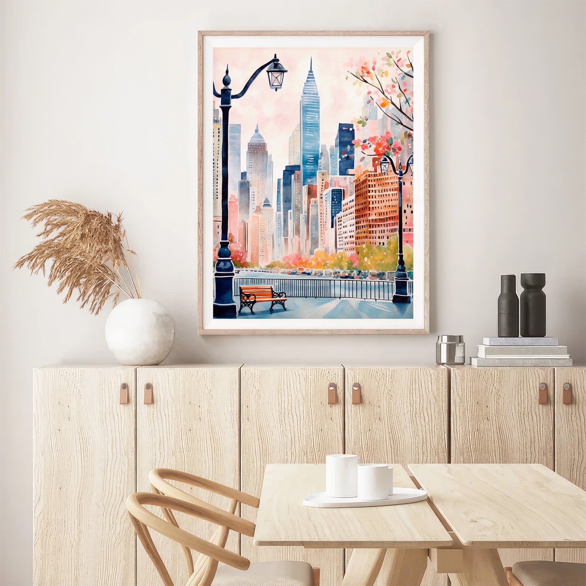 New York City Art Print Painting Cityscape Watercolor Art Print Travel ...