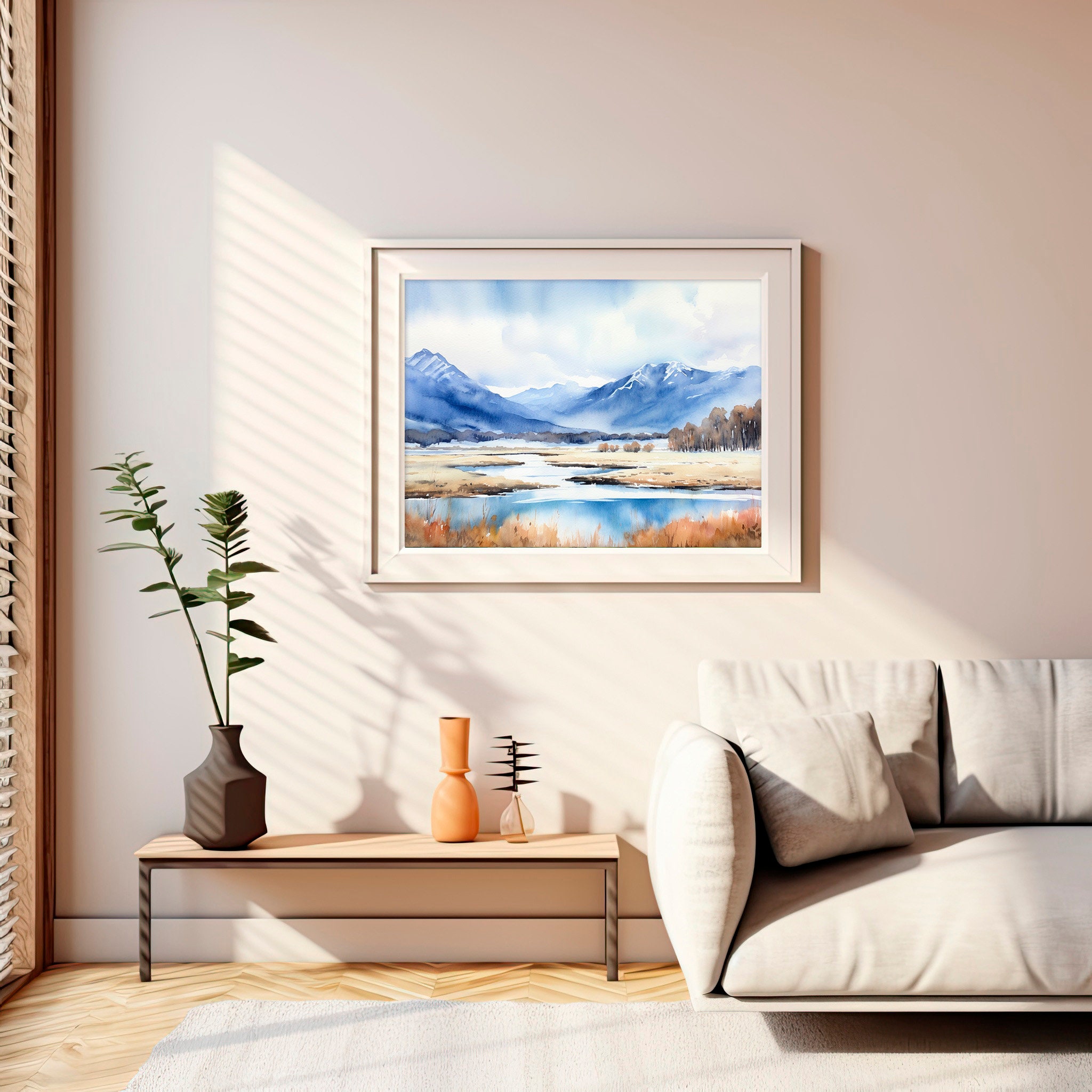 Three Sisters Mountains Watercolor Painting Oregon Landscape Art Print ...