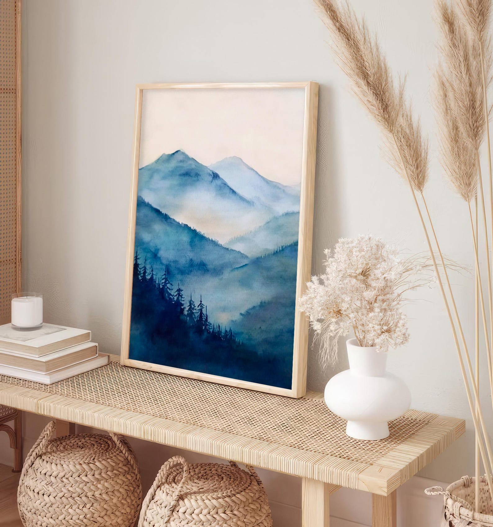 Blue Ridge Landscape Watercolor Art Print Mountains Watercolor Art ...