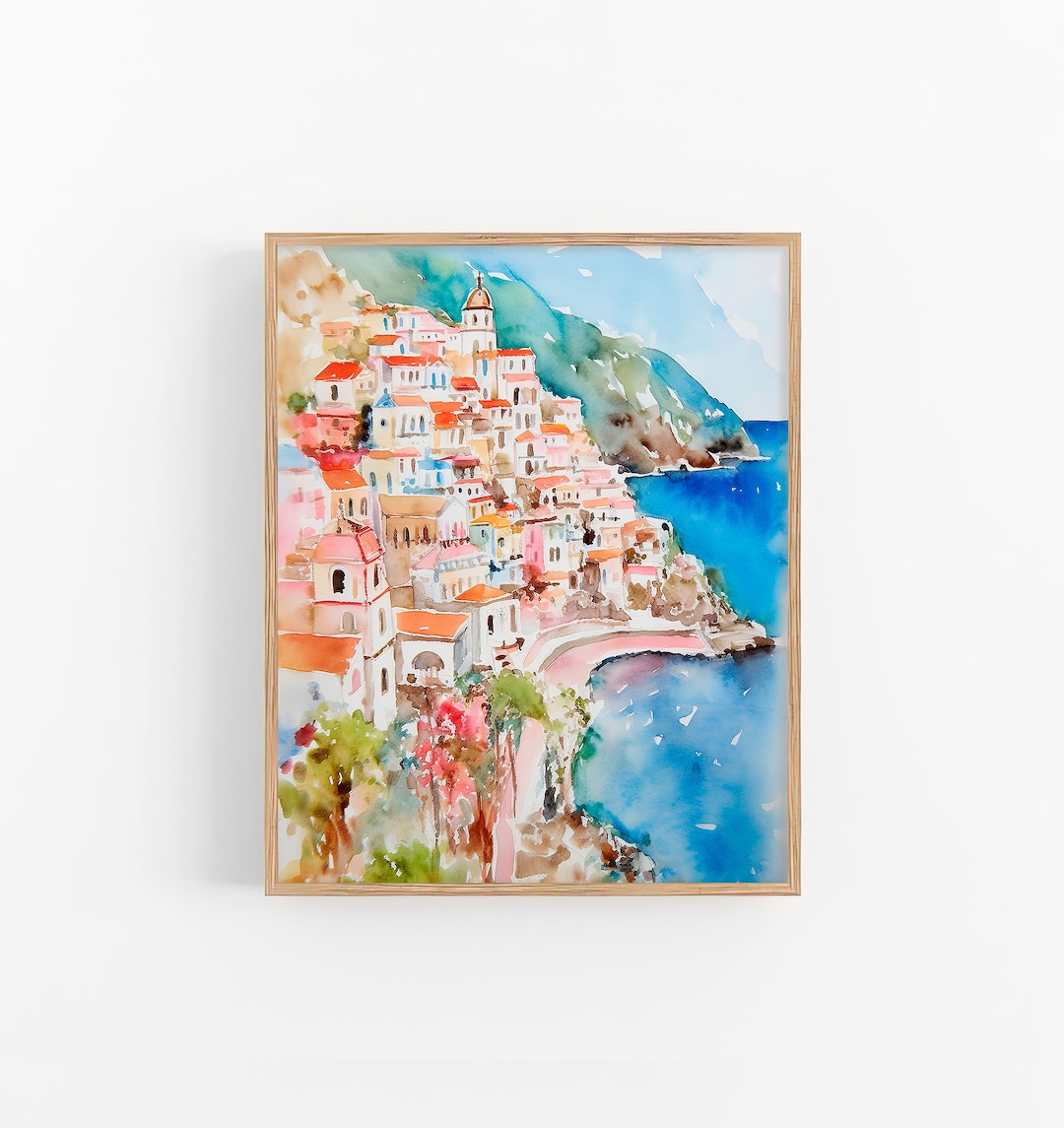Positano Painting Cinque Terre Art Print Italy Watercolor Artwork ...