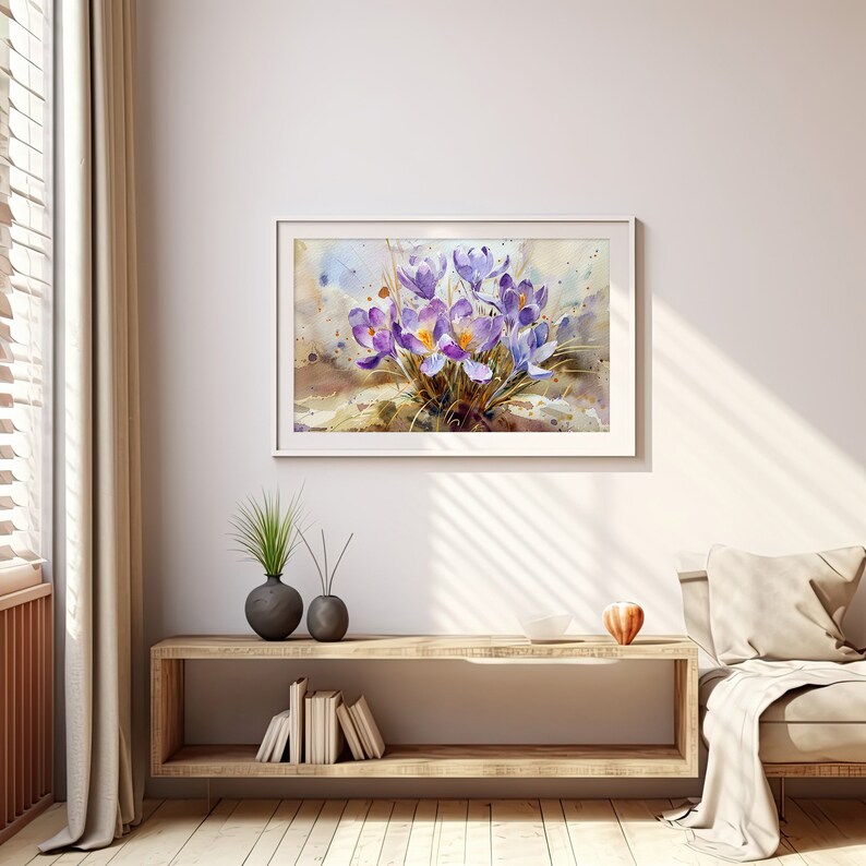 Crocus Watercolor Art Print Flowers Painting Spring Decor for Home ...
