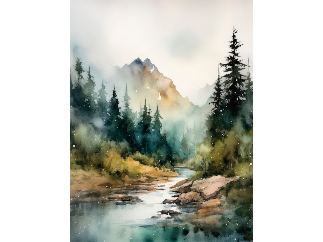 North Cascades Watercolor Art Print Washington Landscape National Park ...