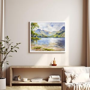 Lake Windermere Watercolor Painting Lake District Landscape Art Print ...