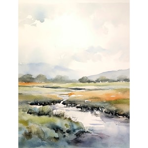 Ireland Fields Watercolor Art Print Irish Countryside Landscape ...