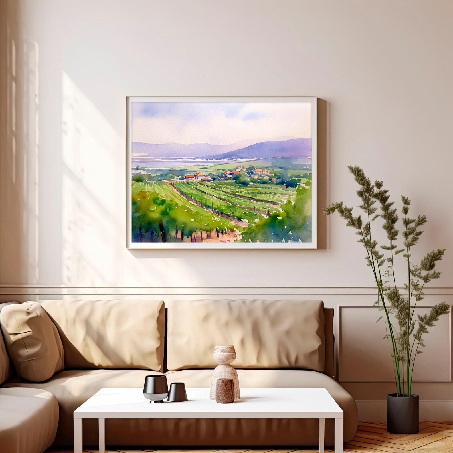 Winery Estates Watercolor Painting Napa Valley Art Print Italy ...