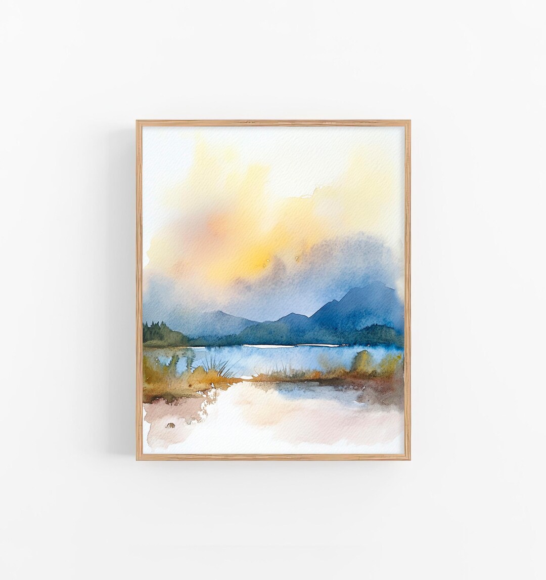 Loch Ness Lake Watercolor Painting Scotland Landscape Watercolor Art ...