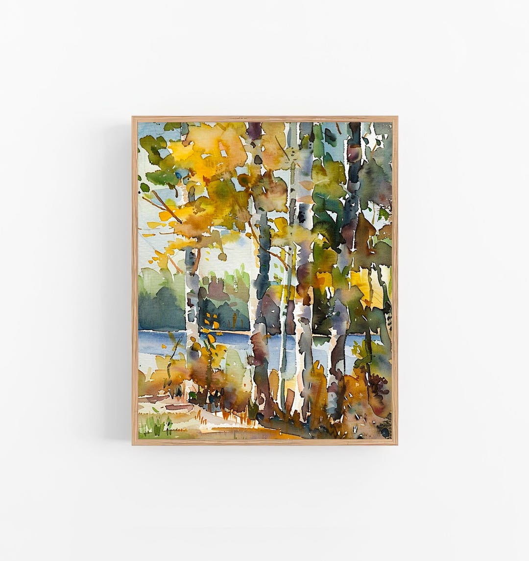 Birch Trees Watercolor Art Print Aspen Birch Forest Watercolor Artwork ...