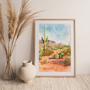 Sedona Arizona Painting Arizona Landscape Watercolor Art Cactus Wall ...