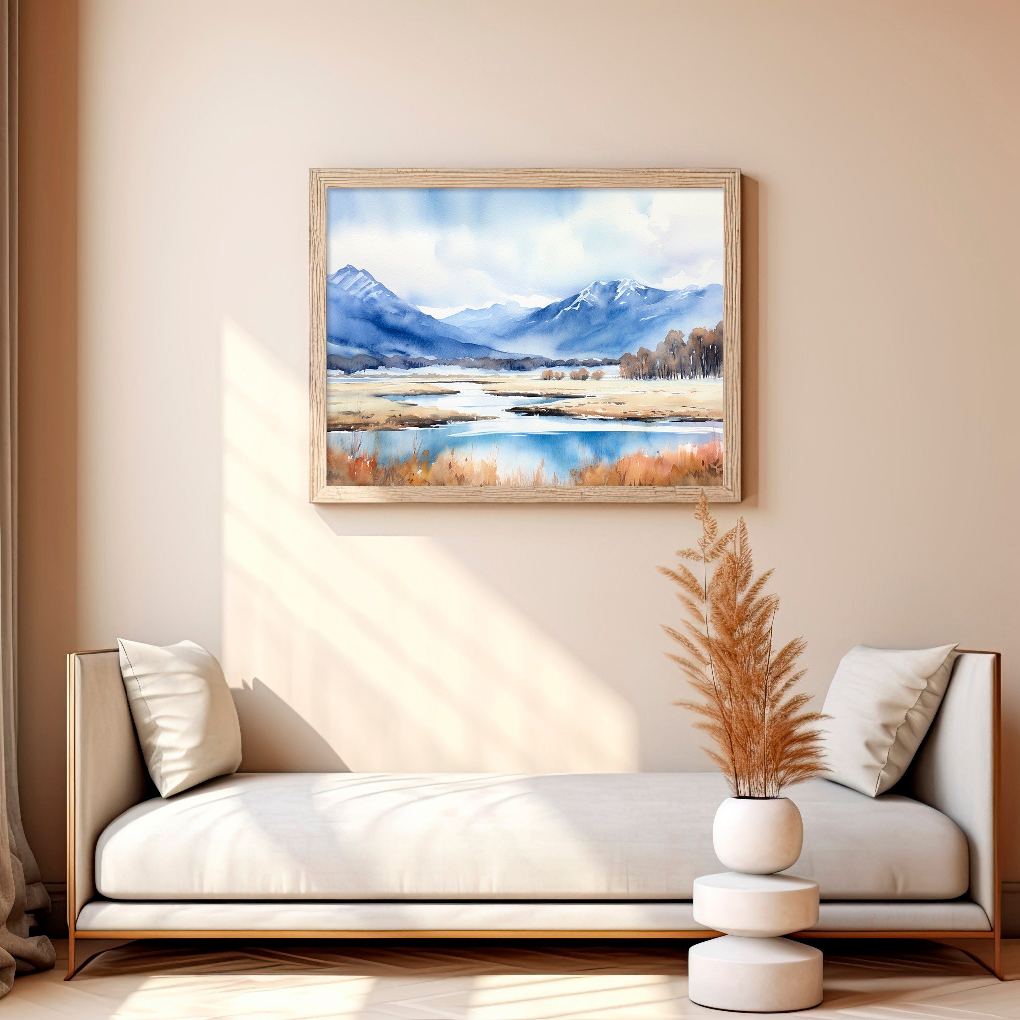 Three Sisters Mountains Watercolor Painting Oregon Landscape Art Print ...