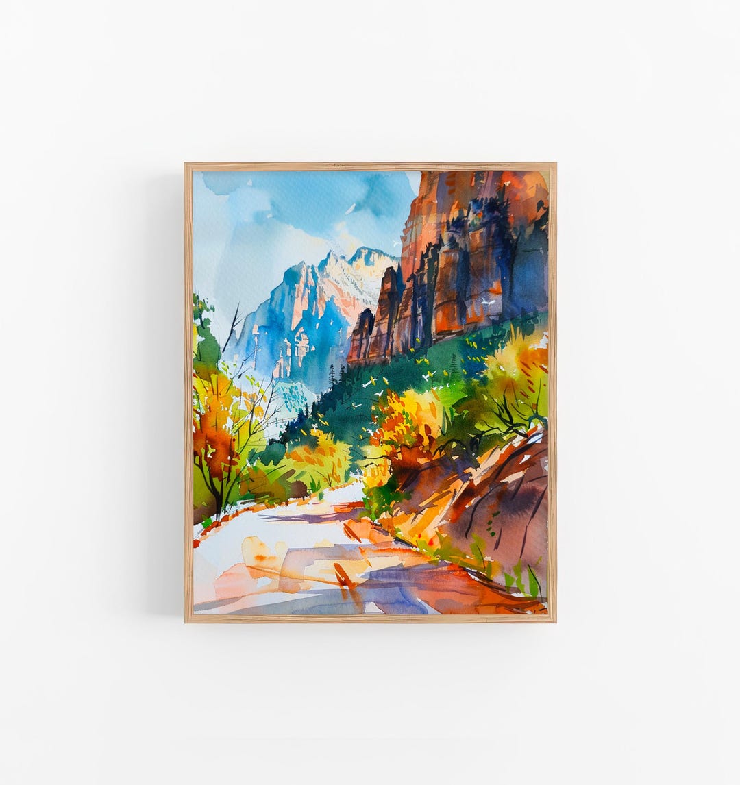 Zion Landscape Watercolor Painting Utah Landscape Watercolor National ...