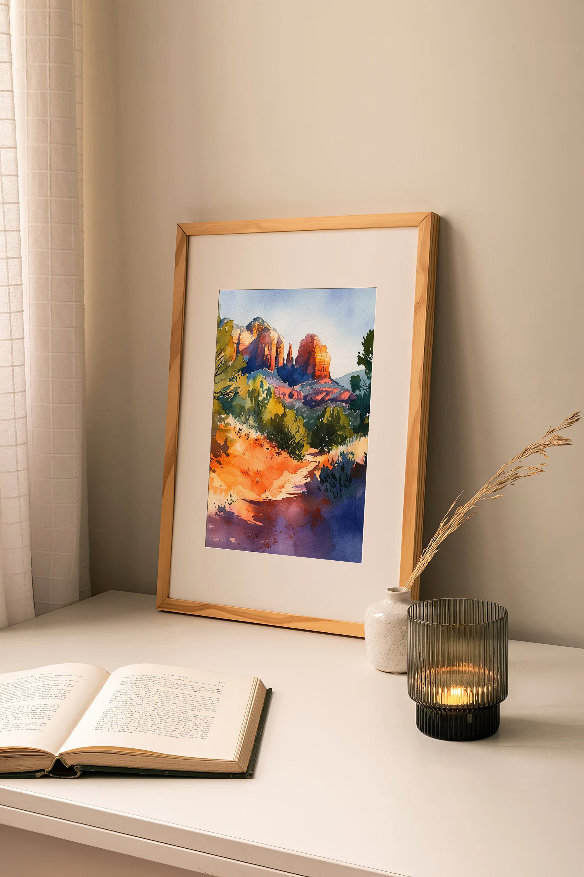 Arizona Watercolor Art Print Sedona Painting Mountains Watercolor Art ...